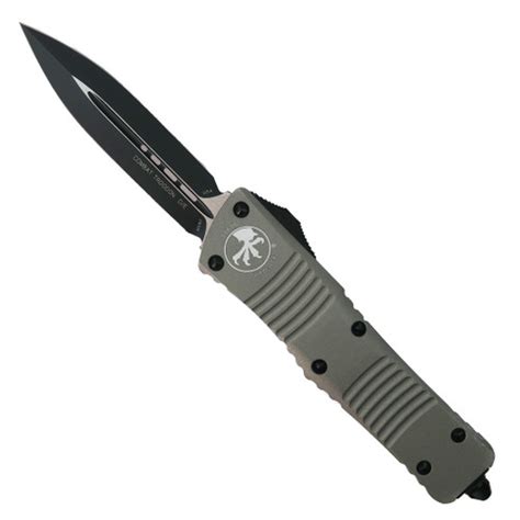 Microtech Titanium Gray Combat Troodon Otf Knife Black Dual Edge Blade
