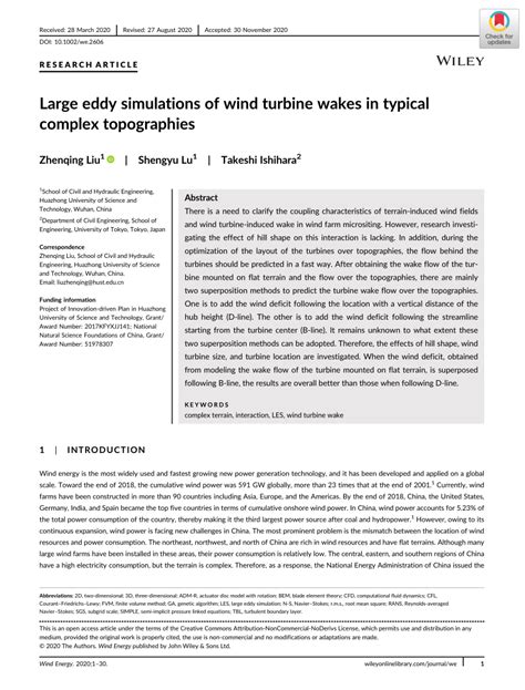 Pdf Large Eddy Simulations Of Wind Turbine Wakes In Typical Complex