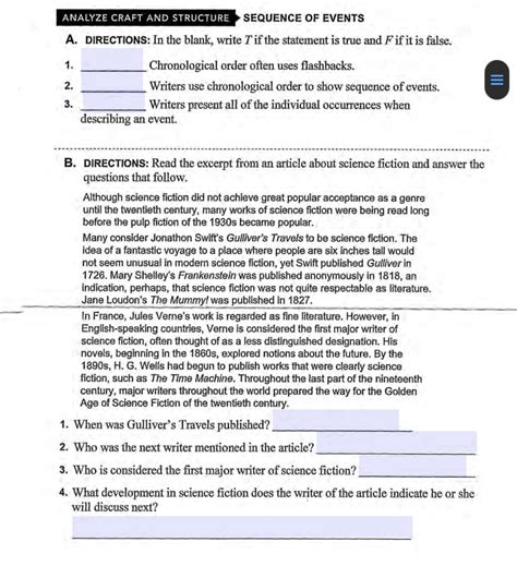 Solved Analyze Craft And Structure Sequence Of Events A