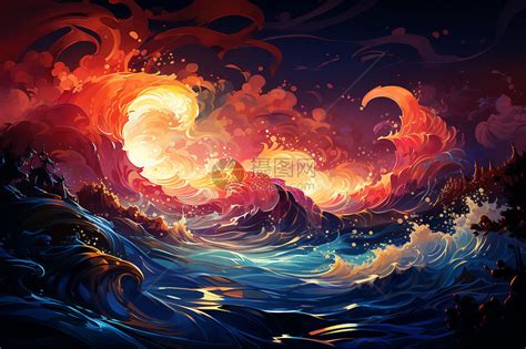 翻涌的海浪插画图片下载 正版图片 摄图网