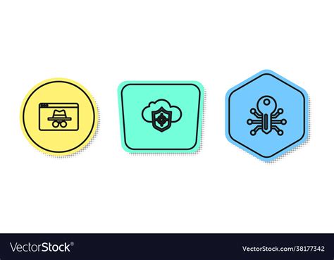 Set Line Browser Incognito Window Cloud Royalty Free Vector