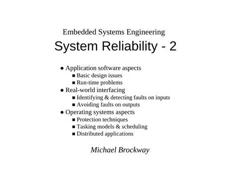 Pdf Embedded Systems Engineering System Reliability