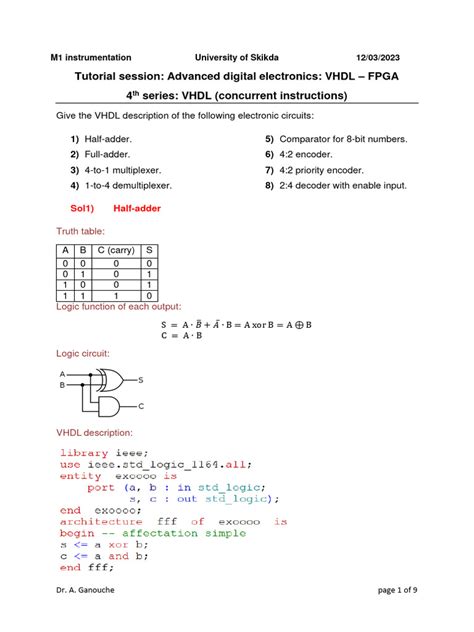 Td 04 Vhdl Fpga En Pdf Electronic Circuits Computer Engineering