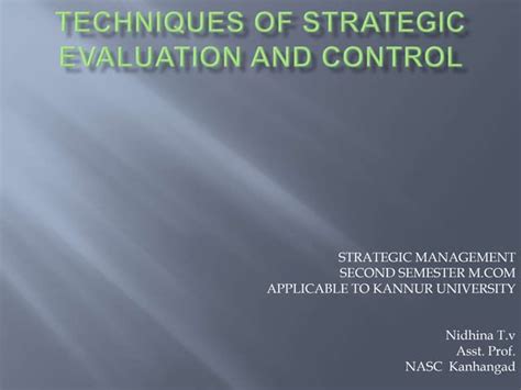 Techniques Of Strategic Evaluation And Control Pptx Business
