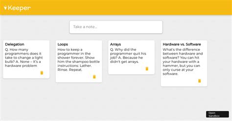 Keeper App Part 1 Starting Codesandbox