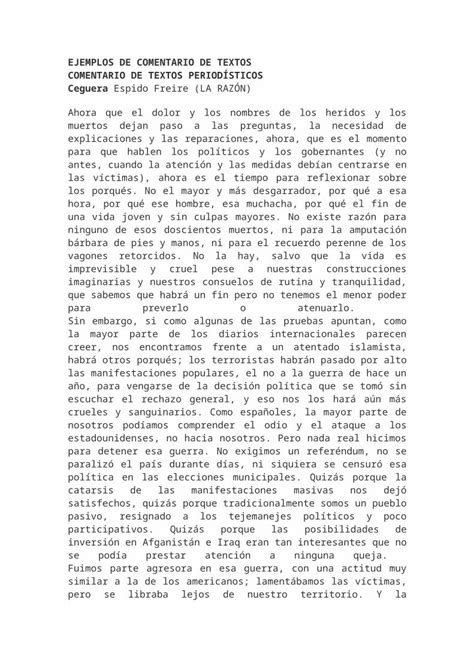 Doc Ejemplos De Comentario De Textos Dokumen Tips
