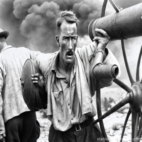 Soldier Lifting Artillery Shell In Battle Stable Diffusion Online