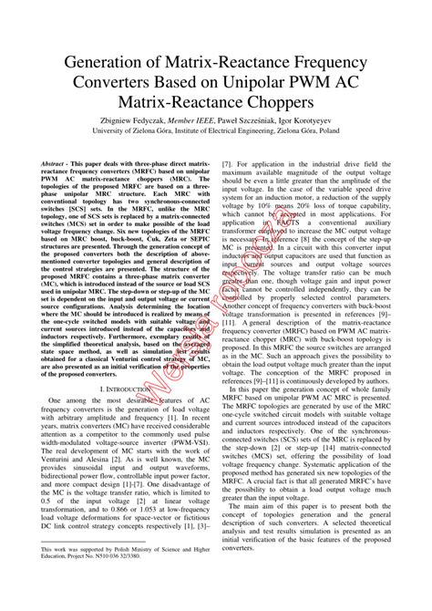 Pdf Generation Of Matrix Reactance Frequency Converters Based On Unipolar Pwm Ac Matrix