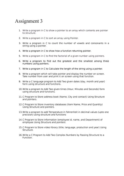 Assignment 3 Write A Program In C To Sort An Array Using Pointer Write A Program In C To