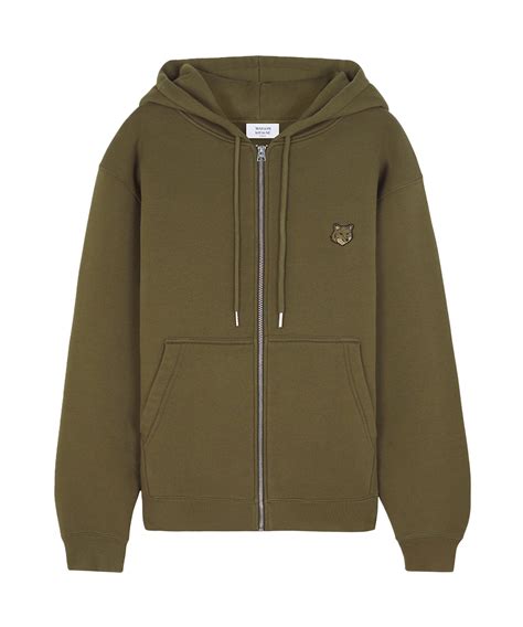 Maison KitsunÉ 卡其綠變化狐狸頭logo舒適連帽外套 中性 S 誠品線上