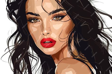 Closeup Portrait Of Pretty Sexy Woman At Night Club Premium Ai Generated Vector