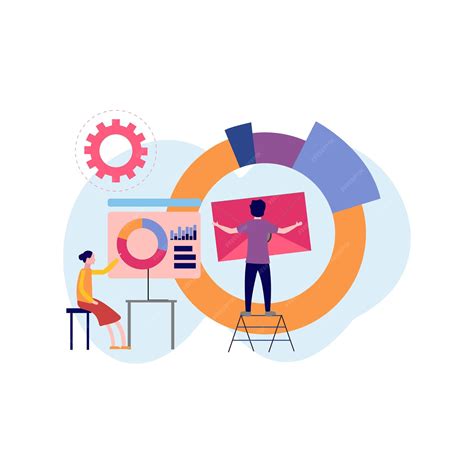 Premium Vector A Boy And A Girl Are Working On A Chart Graph