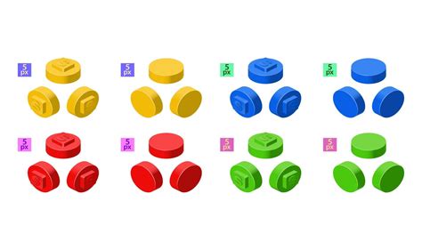 3d Set Of Colored Constructor Kit In Isometry Small Round Elements Vector Illustration