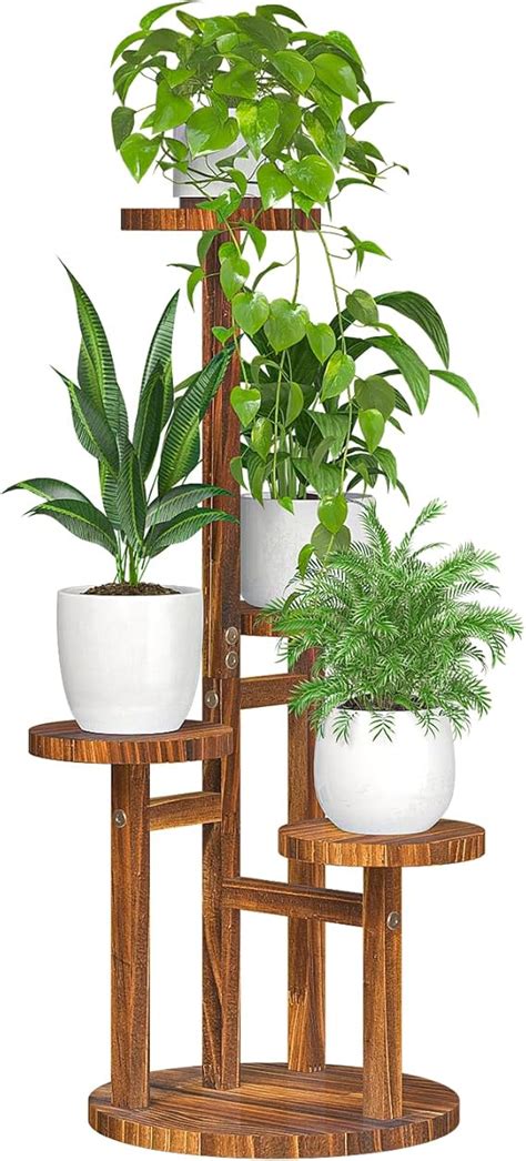 Bamworld Plant Stand Indoor Plant Shelf 4 Tier Wood Plant