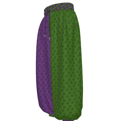 Royal Mardi Gras Puffy Jester Clown Pants Elegant Green And Purple Dot