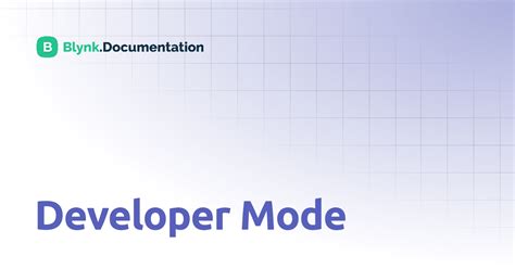 developer mode blynk documentation