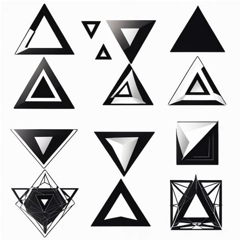 Black And White Triangle Icons Premium Ai Generated Image