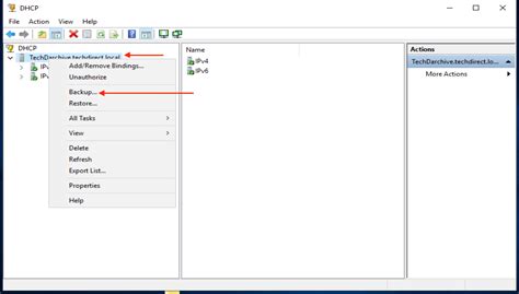 how to backup and restore a windows dhcp server via the dhcp manager