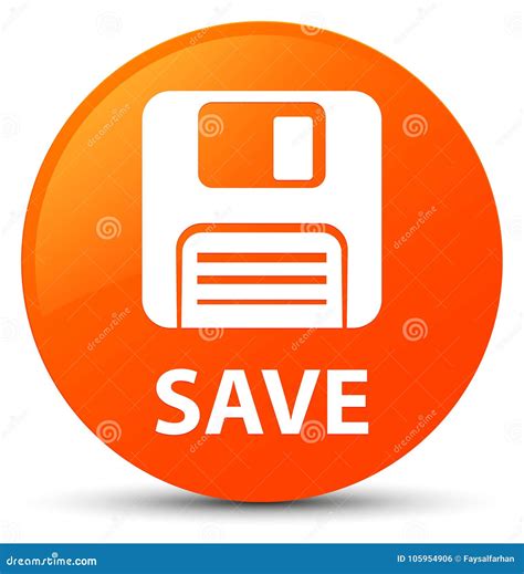 save floppy disk icon orange round button stock illustration