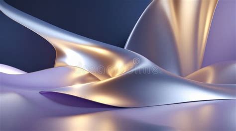 Abstract Flowing Metallic Sculpture With Soft Lighting And Smooth Curves Stock Illustration