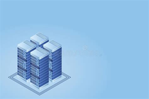 Server Room Isometric Cloud Storage Data Data Center Big Data Processing And Computing