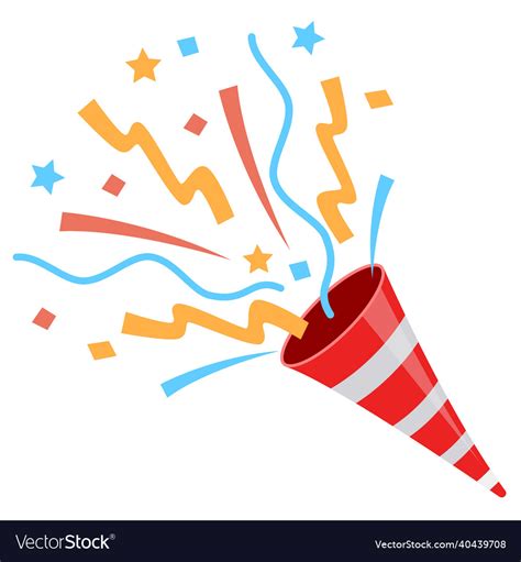 Exploding Party Popper On White Background Vector Image