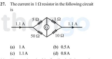 The Current In 1Ω Resistor In The Following Circuit Is Filo