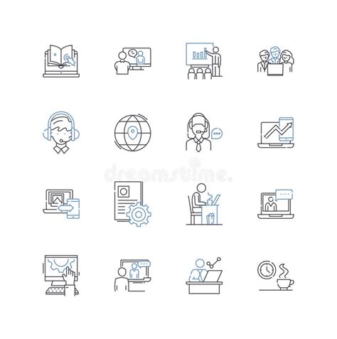 Collaborative Teamwork Line Icons Collection Partnership Synergy Collective Coordination