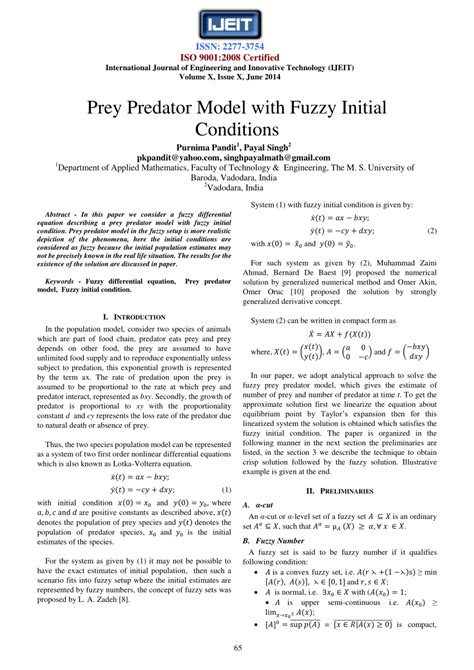 Pdf Prey Predator Model With Fuzzy Initial Conditions