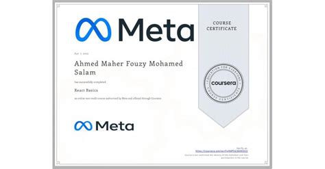 ahmed maher salam sur linkedin completion certificate for react basics