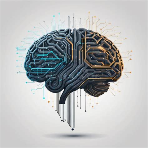 Digital Brain: an Abstract Illustration of a Human Brain Composed of ...