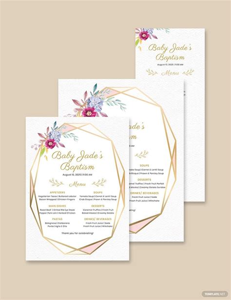 Luncheon And Lunch Baptism Menu Template In Publisher Word Psd Pages