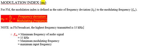 Modulation Index Frequency Deviation Carrier Swing FM