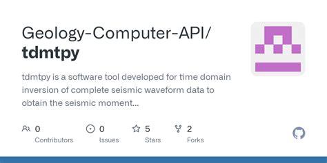 Github Geology Computer Api Tdmtpy Tdmtpy Is A Software Tool Developed For Time Domain