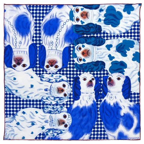 Silk Pocket Square Dogs Bluewhite Etsy Uk