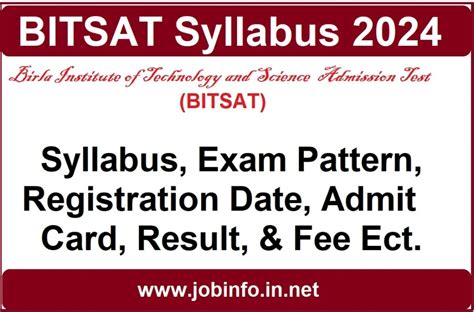 Bitsat Syllabus 2024 Direct Download Link Jobinfo