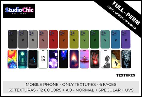 Second Life Marketplace Mobile Phone Textures Full Perm 69 Textures For 12 Colors Check