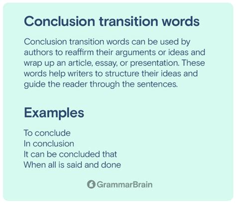 Conclusion Transition Words To Use List And Examples Grammarbrain