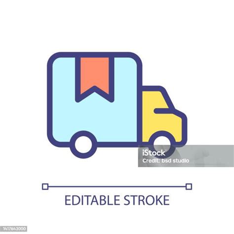 배달 트럭 픽셀 완벽한 Rgb 색상 Ui 아이콘 개념에 대한 스톡 벡터 아트 및 기타 이미지 개념 그래픽 사용자 인터페이스 누름 버튼 Istock