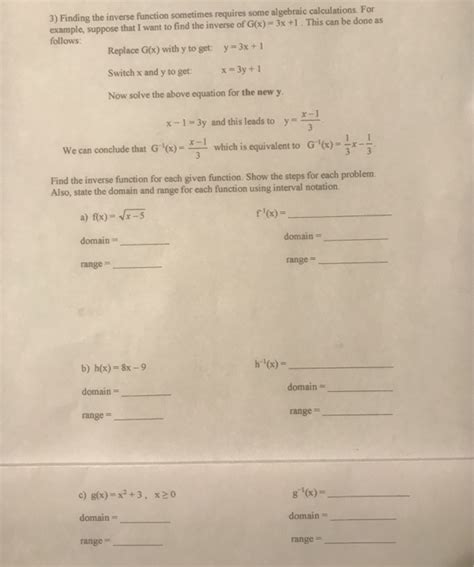 Solved Finding The Inverse Function Sometimes Requires Chegg Com