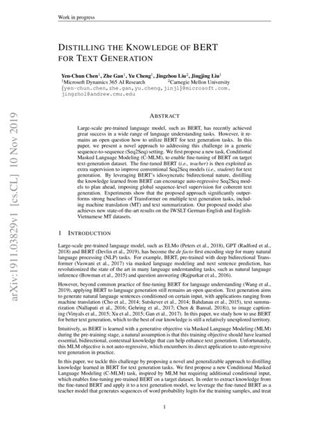 Distilling The Knowledge Of Bert For Text Generation Deepai