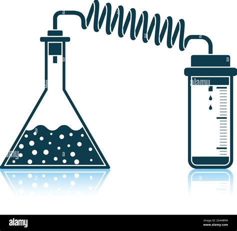 Icon Of Chemistry Reaction With Two Flask Shadow Reflection Design