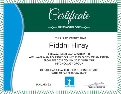 Riddhi Hiray On Linkedin Successfully Completed My Internship At Aashmanfoundation