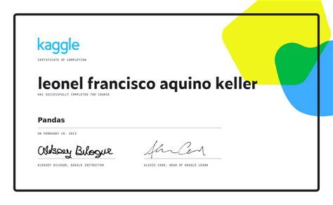 leonel francisco aquino keller completed the pandas course on kaggle