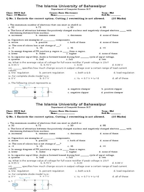 Bscs Mid Term Basic Electronics 2019 Pdf Rectifier Diode
