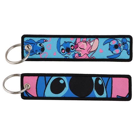 Lilo And Stitch ‘stitch And Angel Embroidered Keychain Littlechainstore