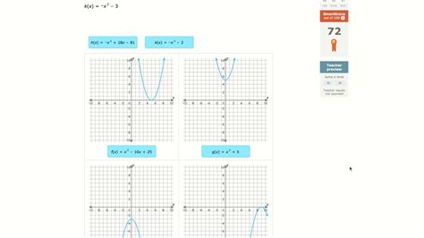 IXL Match Quadratic Functions And Graphs Algebra Practice YouTube