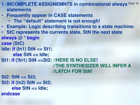 Ppt 7 Verilog Combinational Always Statements Vhdl Combinational Processes To Avoid
