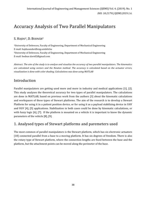 pdf accuracy analysis of two parallel manipulators