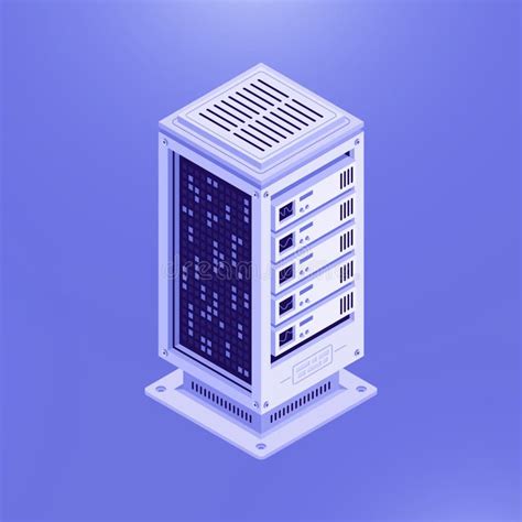 Isometric Database Server In Webpage Design Stock Illustration